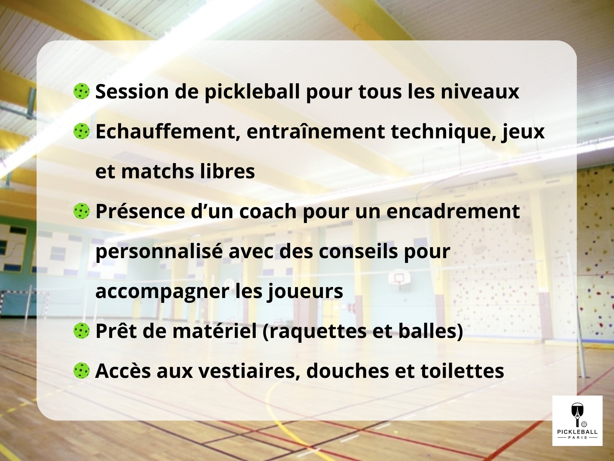 Pickleball Paris - Réservation de sessions de Pickleball à Paris